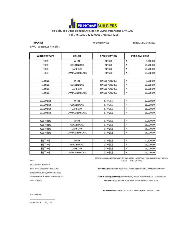 Maxim uPVC Windows - Filhome Builders Center Inc.