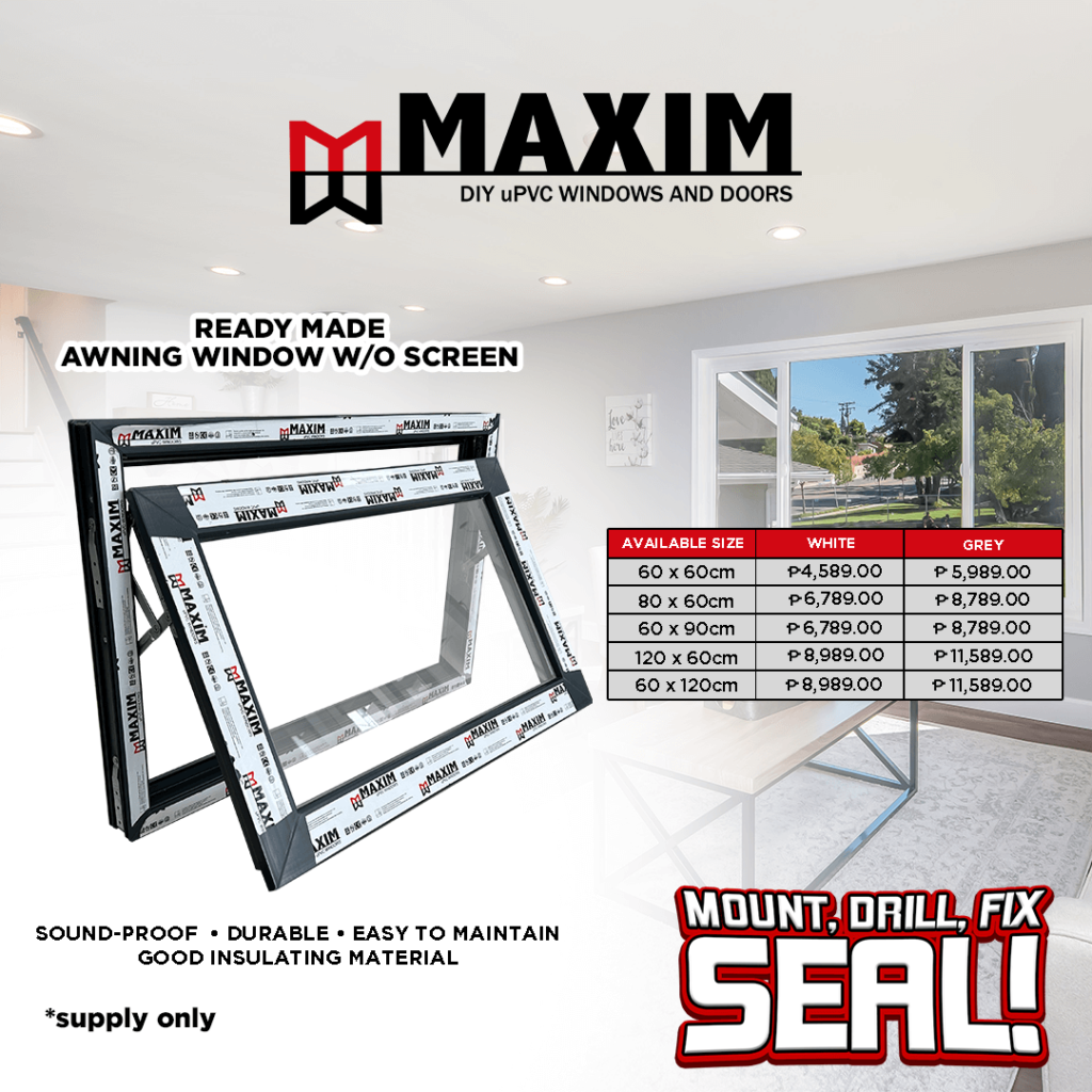 Maxim DIY uPVC Windows Awning Window - Filhome Builders Center Inc.
