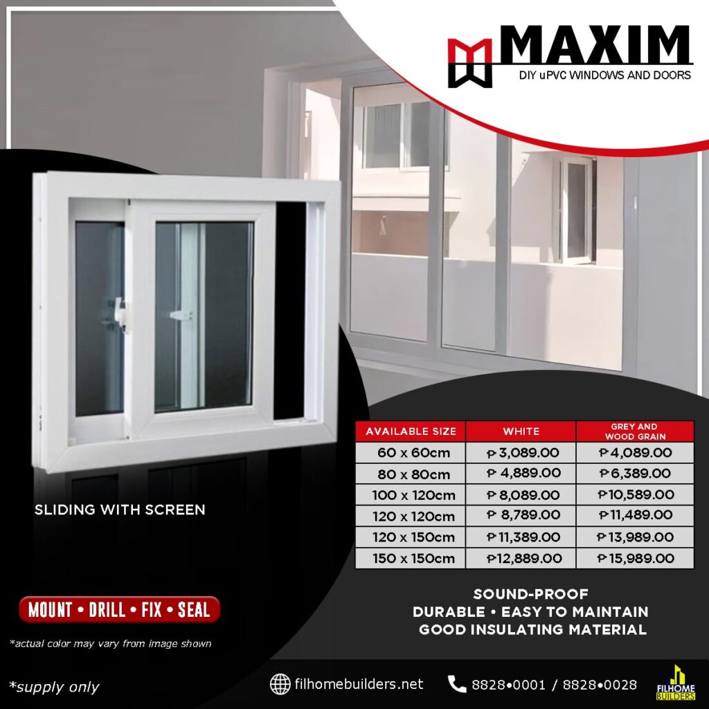 Maxim DIY uPVC Windows Sliding Window w/ Screen - Filhome Builders ...