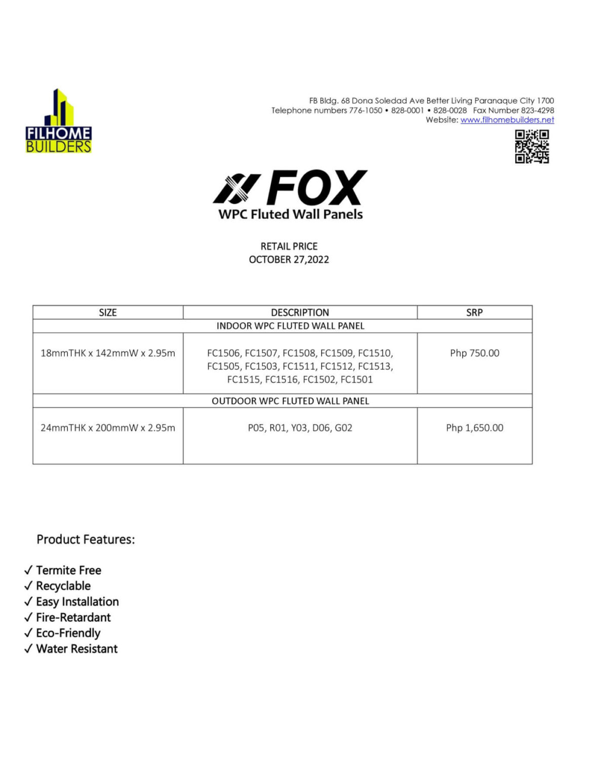 Fox Ceiling and Wall Panels - Filhome Builders Center Inc.